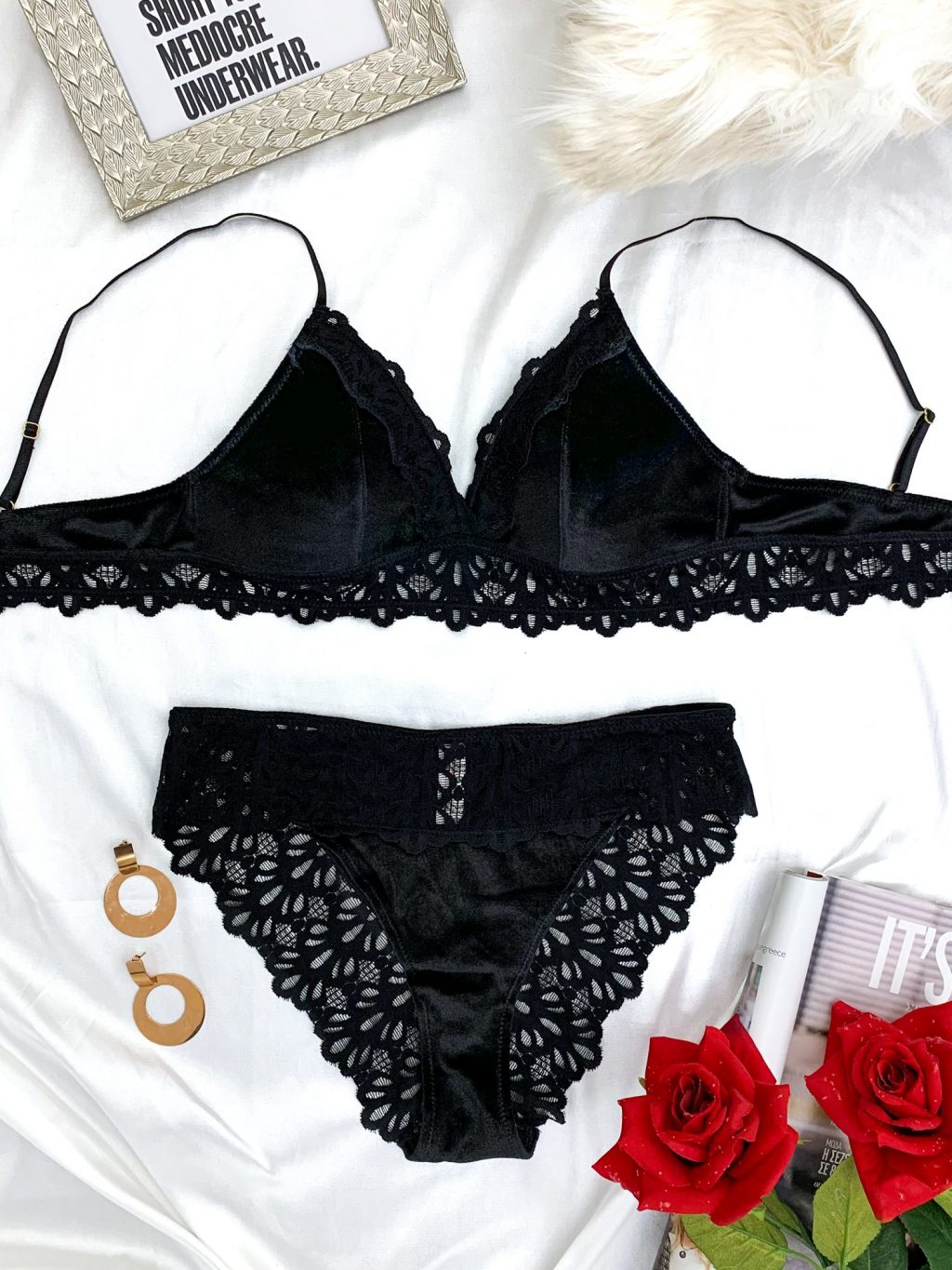 Σετ Bralette Βελούδο με Δαντέλα - Lavalmore