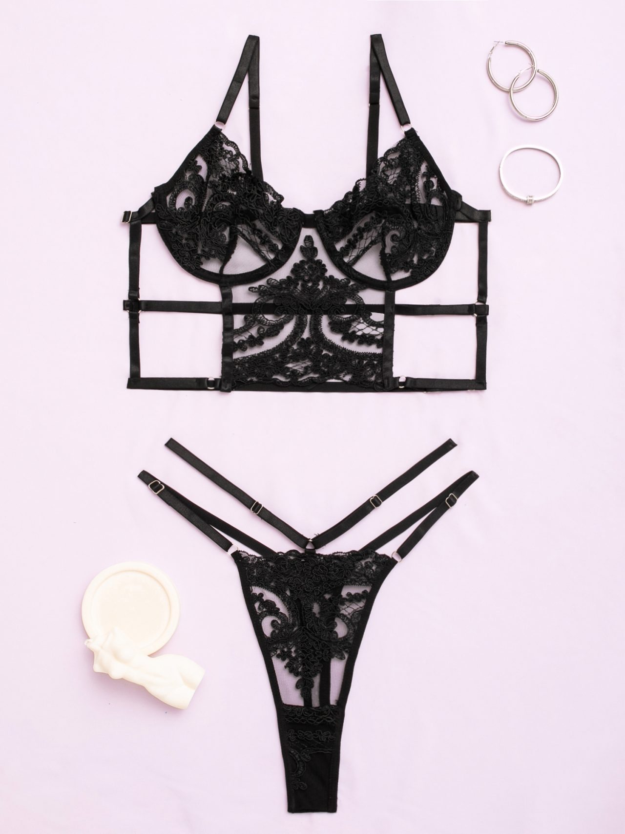 Σετ Μπουστάκι με Bandage Τιράντες και Ψηλόμεσο String - Lavalmore