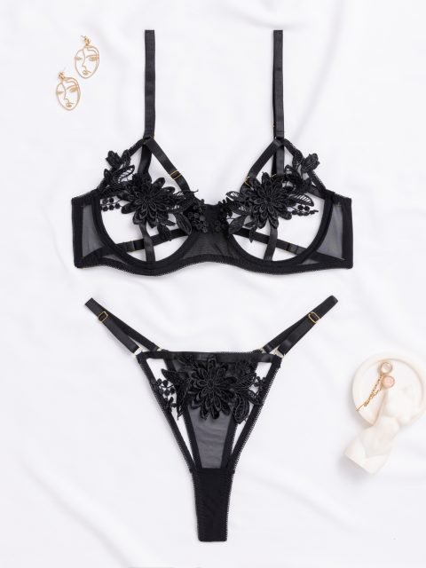 Σετ Cupless με Μοτίφ Λουλούδι και Ρυθμιζόμενο String - Lavalmore