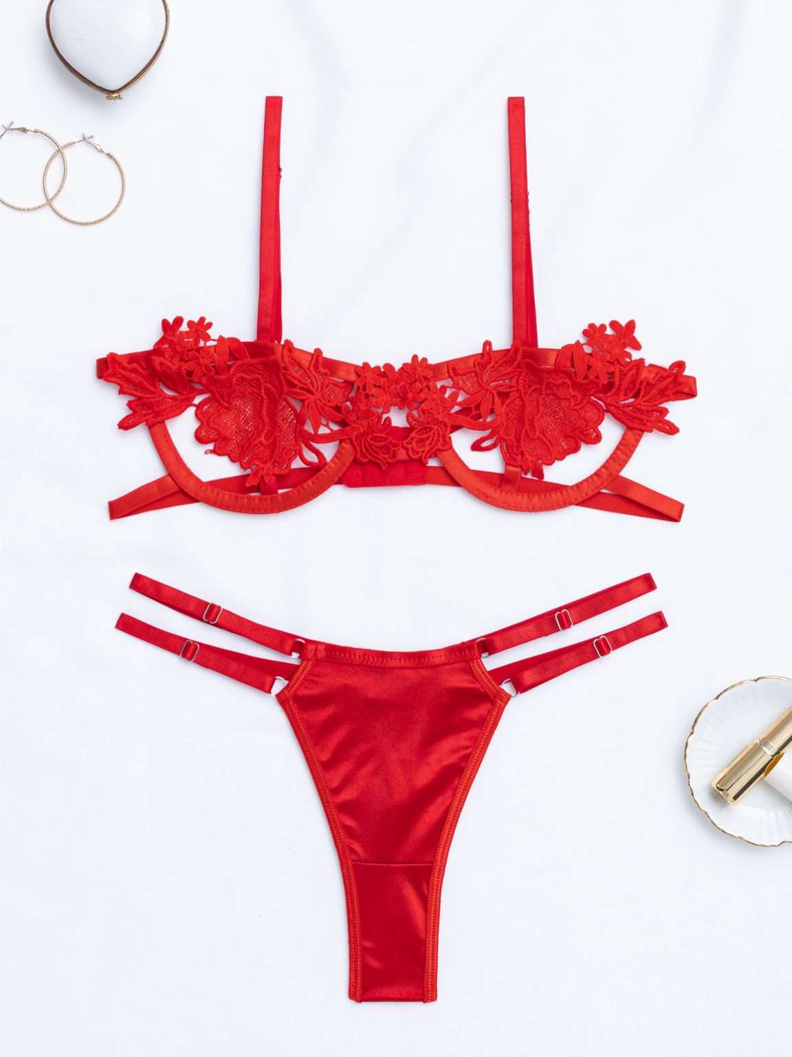 Σετ Σουτιέν Cupless με Σατέν Ρυθμιζόμενο String | Lavalmore