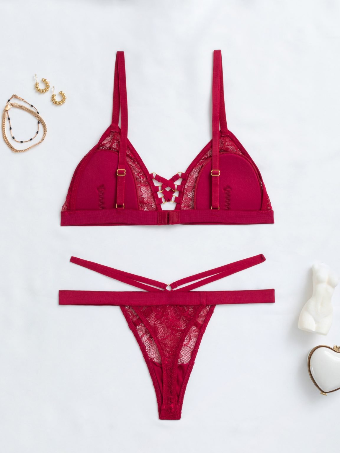 Bralette Set με String από Δαντέλα - Lavalmore